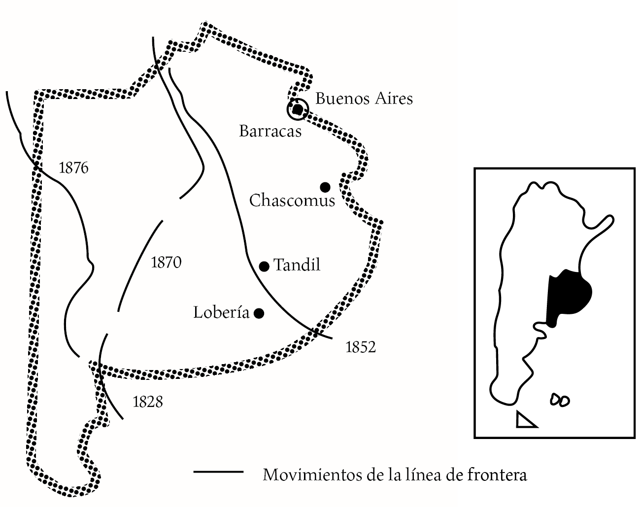 Mapa 2. Itinerario de las matanzas. Tandil y su zonarural norte
